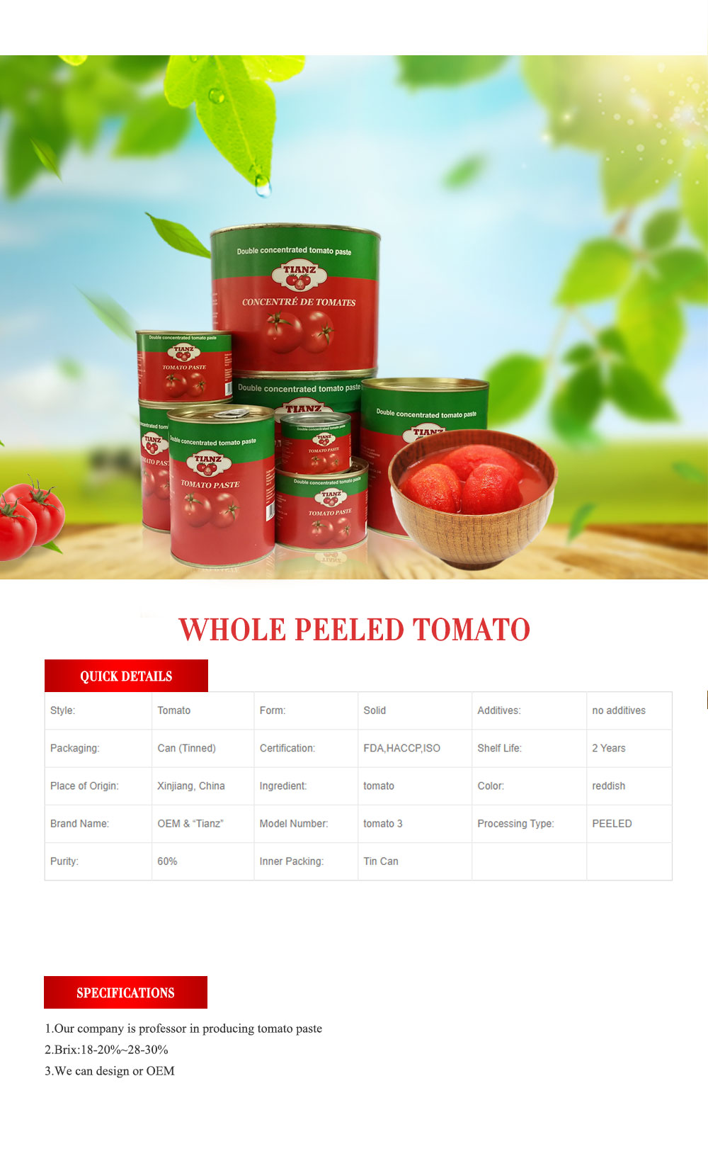 Tomate entero pelado-tomate 400g - Pasta de tomate, proveedores de ...